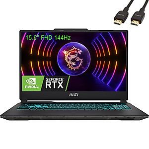 MSI Cyborg 15 15.6" 144Hz FHD Gaming Laptop Computer, 12th Gen Intel 10-Core i7-12650H, GeForce RTX 4060 8GB, 32GB DDR5 RAM, 2TB PCIe SSD, WiFi 6, Backlit Keyboard, Windows 11, BROAGE Cable