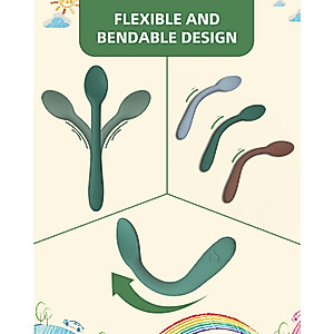 KingKam Silicone Baby Spoons 6 Pack, First Stage Infant Spoons Utensils for Parent & Self-Feeding, Bendable Toddles Training Spoons with Soft-Tip, Dishwasher Safe & Boil-proof