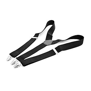 NAVISIMA Adjustable Elastic Y Back Style Suspender With Strong Metal Clips, Black (1 PK)