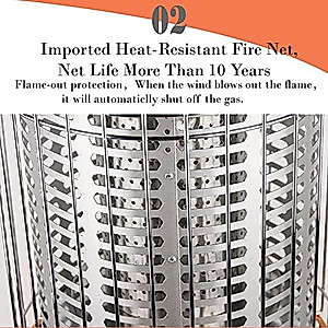 Portable Gas Heater for Outdoor Camping, Table Top Propane Heater with Hypoxia Protection, 8kw Patio Heater for Garden/Balcony,Natural Gas