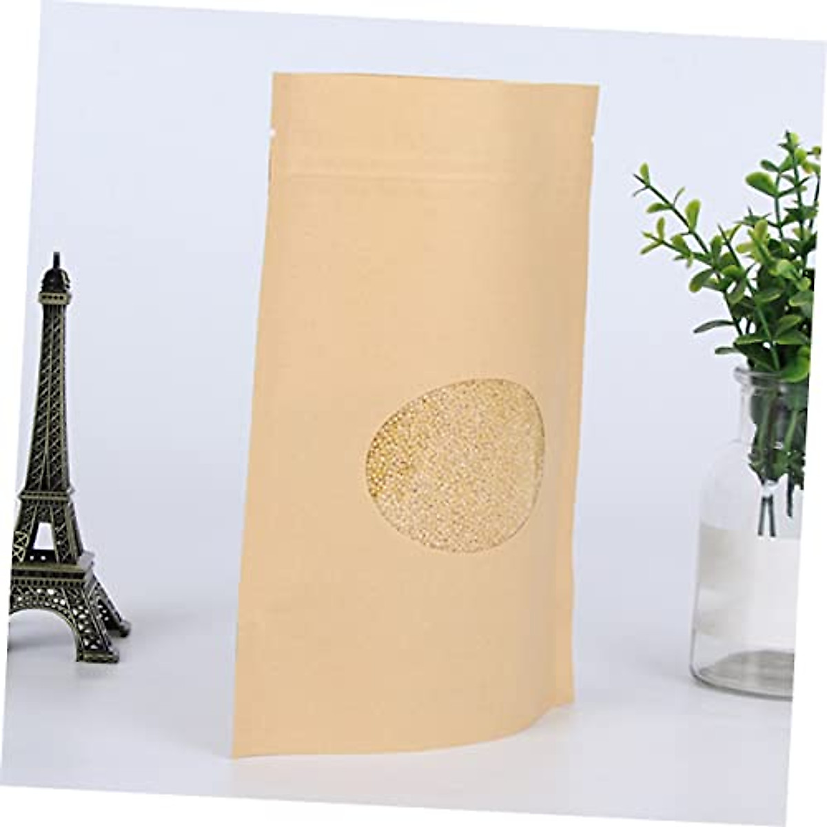 SOESFOUFU 50 Pcs Kraft Paper Bag Self-sealing Storage Pouches Greaseproof Paper Bags Kraft Snack Bags Zipper Paper Bags Practical Storage Pouches Bag Organizer Kraft Treat Bags