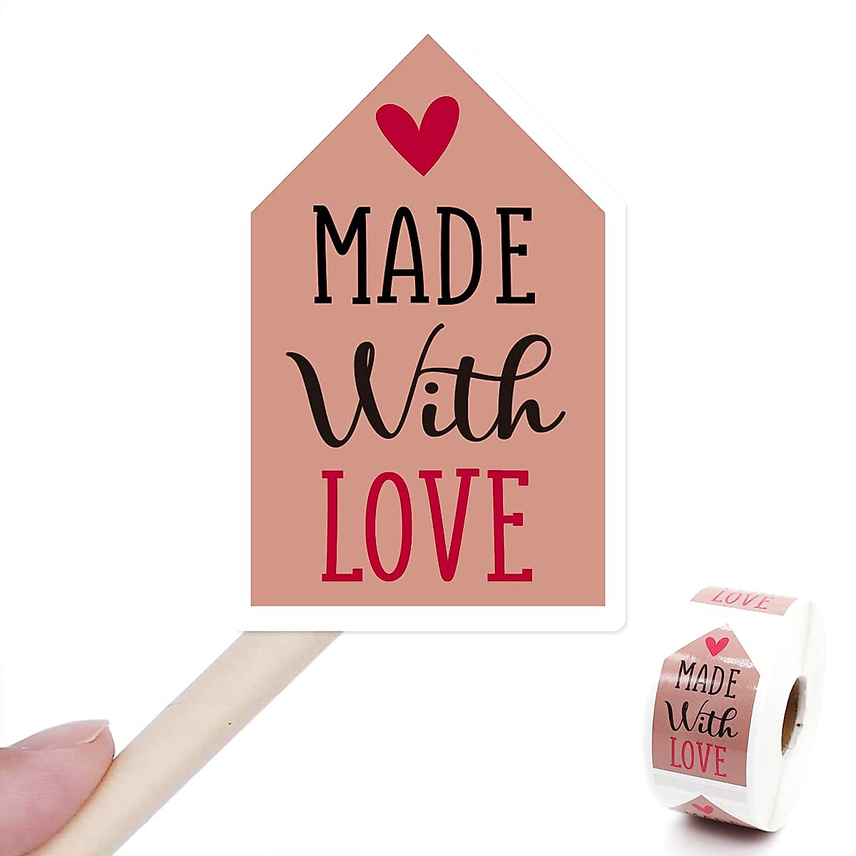 Wailozco Made with Love Stickers,Thank You Stickers,Handmade Stickers,Small Shop Stickers,Envelopes Stickers for Small Business, Online Retailers,Handmade Goods,500 Labels Per Roll