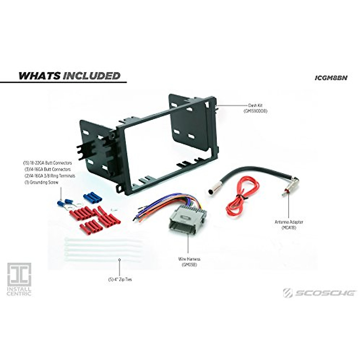 SCOSCHE Install Centric ICGM8BN Double DIN Complete Basic Installation Solution for Installing an Aftermarket Stereo Compatible with Select 2000-13 GM Vehicles,Black