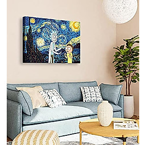 Catyendy Rick and Morty Canvas Wall Art Prints Oil Painting Posters Decor Boy's Room for Living Room Home Artwork Framed Ready to Hang 12" W x 16" H