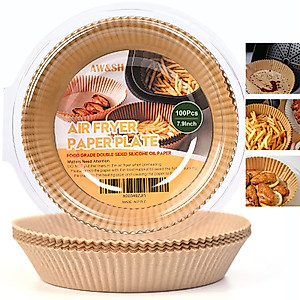AW&SH Air Fryer Liners, 100PCS Air Fryer Parchment Paper Liners, 7.9 Inch Non-Stick Oil-proof Air Fryer Disposable Paper Liner