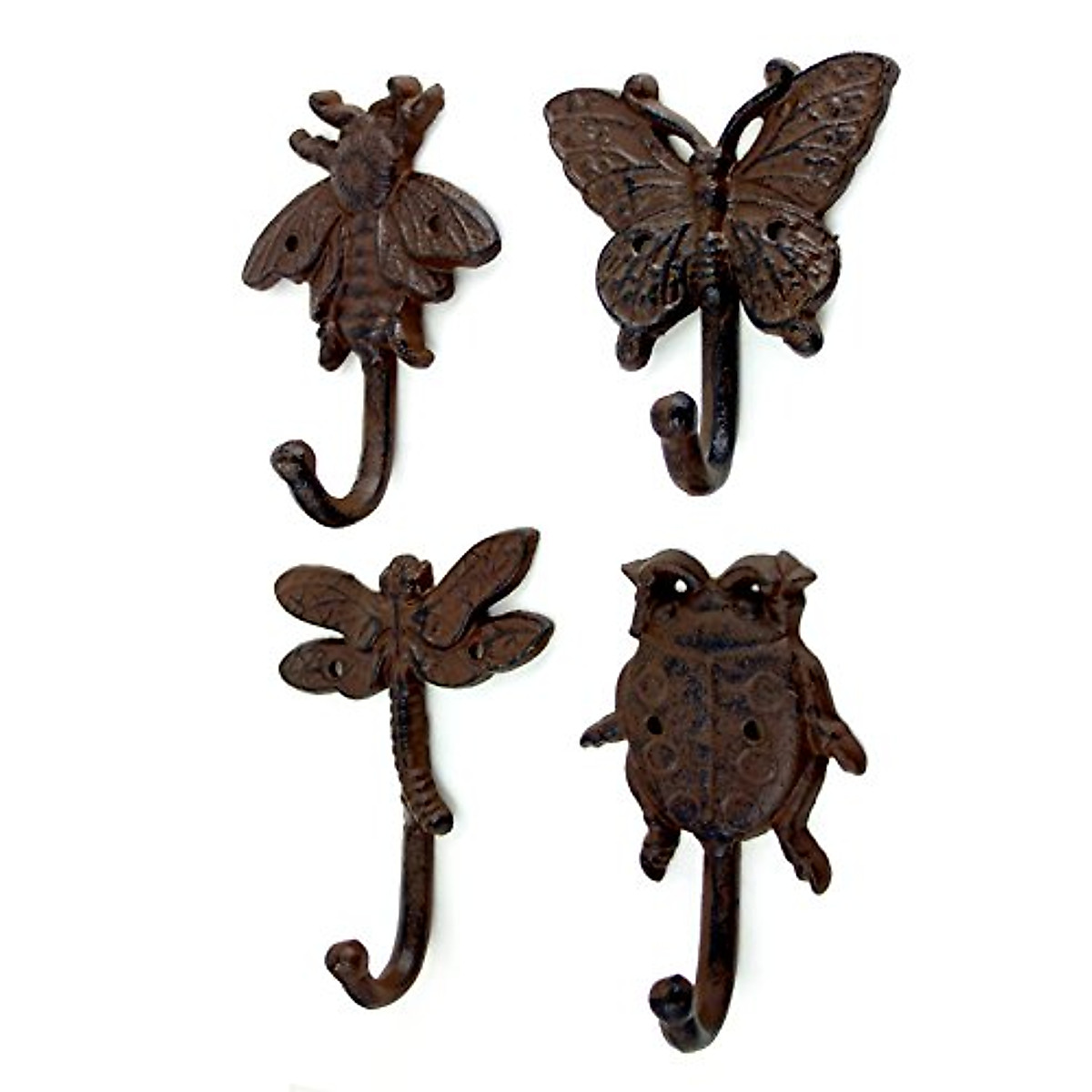 Bugs cast Iron Coat Hooks, Set of 4