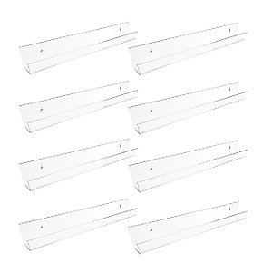 BYCY 8 Packs Clear Acrylic Shelves Wall Mount Holder for Display,Floating Book Shelves for Kids Room,Floating Album Record Shelves Funko Pop Display Shelf for Home (8Packs-Clear)