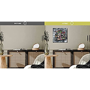 SIXTTART Banksy Canvas Wall-Art for Bedroom - Street Graffiti Wall Art - Abstract Painting Pop Art Wall Decor Modern Home Office Decor 14" W x 14" H Stretched and Framed Ready to Hang