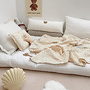 BuLuTu Cotton 4 Layers Muslin Kids Blanket with Sweet Daisy Flowers Baby Crib Nursery Throw Blanket Cradle Thin Quilt for Boys,Girls,Toddler Breathable, Durable Security Blanket 47x51’’