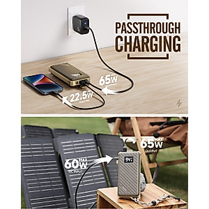 imuto IP67 Waterproof 65W 20000mAh Laptop Portable Charger,Fast Charging USB C PD 3.0 Battery Pack with Lanyard,Portable Battery for Camping,External Battery Pack Compatible with MacBook, iPad,etc.