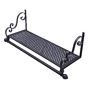 RustyVioum Wall Mounted Clothes Shelf, 80x28cm Retro Garment Shelf Clothes Organizer Shelf, Metal Closet Organizer Bedroom Coat Hanging Rack, Black