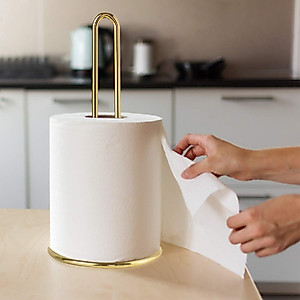 Supkiir Gold Paper Towel Holder, Standing Paper Towel Rack for Kitchen Counter, Bathroom Sink