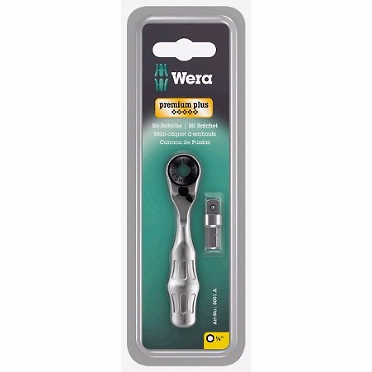 Wera - 5073230001 8001 A 1/4" Square Drive Bit Ratchet, 60 Teeth