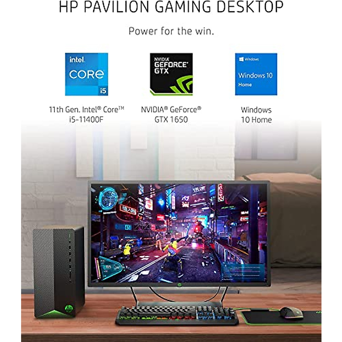 HP Pavilion Gaming Desktop TG01-1183w, Intel Core i5-10400F Processor up to 4.3 GHz, 8GB Memory, 256GB SSD, NVIDIA GeForce RTX 3060 Graphics Card(12 GB GDDR6) with Mousepad