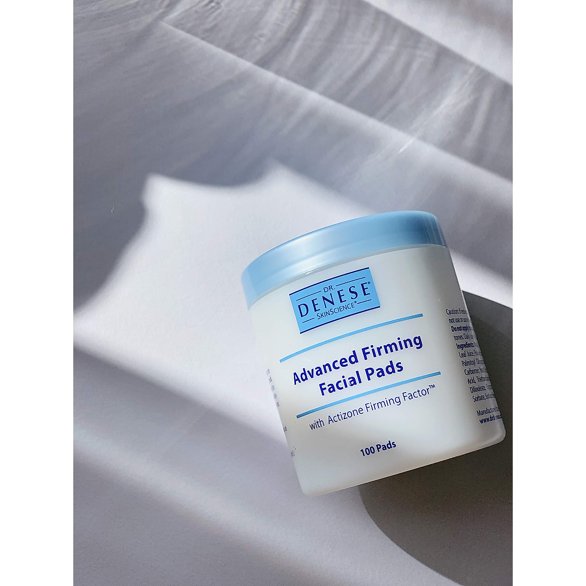 Dr. Denese SkinScience Advanced Firming Facial Pads Exfoliator & Deep Pore Face Cleanser, Toner & Skin Care Glycolic Acid, Peptides & Aloe - Vegan, Paraben-Free, Cruelty-Free - 100 Count