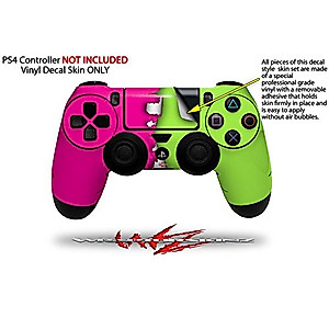 WraptorSkinz Skin Compatible with Sony PS4 Dualshock Controller PlayStation 4 Original Slim and Pro Ripped Colors Hot Pink Neon Green (Controller NOT Included)