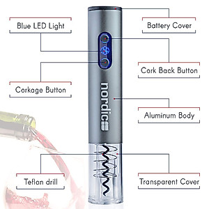 Electric Wine Rechargeable – Corkscrew Wine Foil Cutter & Electrical Wine Opener with Charger – Wine Lover Gifts – Wine Accessories Kit - by DailyNordic