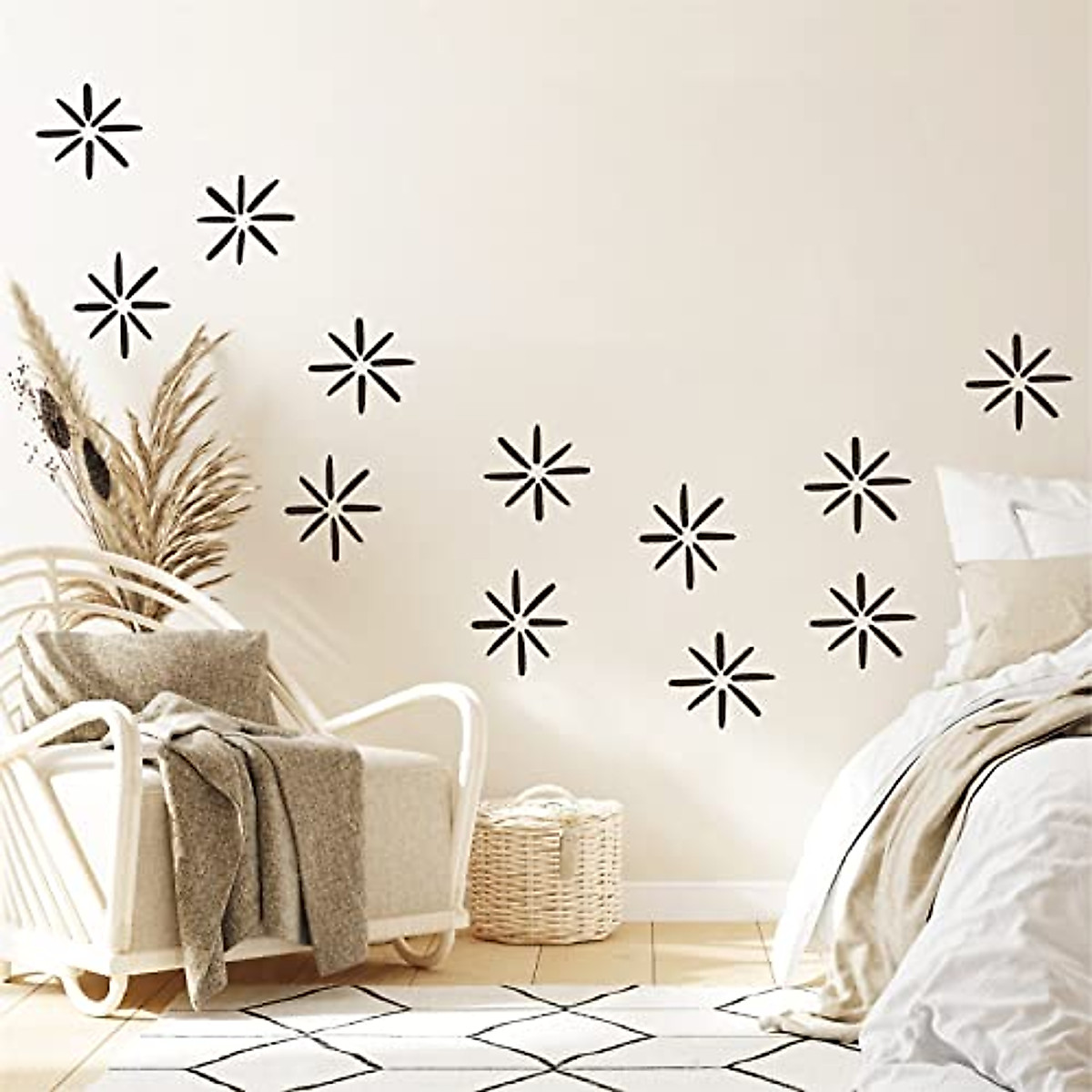 Line Wall Decals Modern Wall Stickers Black Vinyl Stickers for Wall Removable Peel and Stick Wall Decals Irregular Stripe Wall Sticker for Nursery Kids Room Living Room Bedroom Office Terracotta Decor
