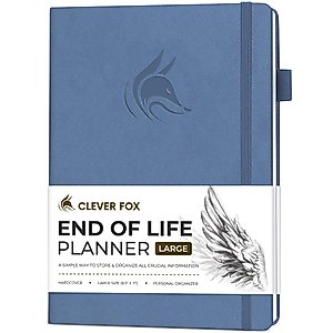 Clever Fox Large End of Life Planner – Guided Final Arrangements Organizer Notebook for Instructions, Beneficiary Info, Will Preparation, Last Wishes & Funeral Planning – 8.5" x 11" (Smoke Blue)