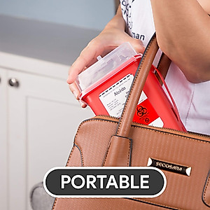 Sharps Container for Home Use and Professional 1 Quart (3-Pack) by Alcedo | Biohazard Needle and Syringe Disposal | Small Portable Container for Travel