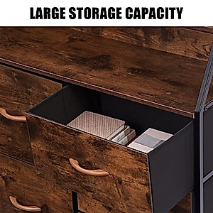 AIIT Kinlife Drawer Dresser Storage Tower, 5-Drawer Organizer Unit with MDF Board Tabletop, Organizer Tall Fabric Storage Tower for Bedroom Kitchen Living Room Study Entryway