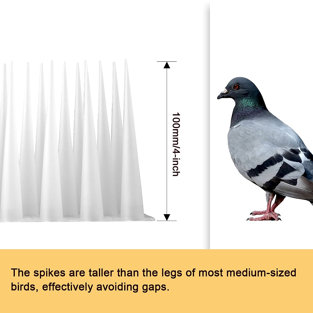 OFFO Bird Spikes Pigeon Outdoor Deterrent Spikes for Cat Keep Birds Raccoon Woodpecker Away Covers 4 Feet(1.2m), Frosted White