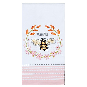 Kay Dee 2 Piece Honey Queen Bee Pink Floral Dish Towel Bundle