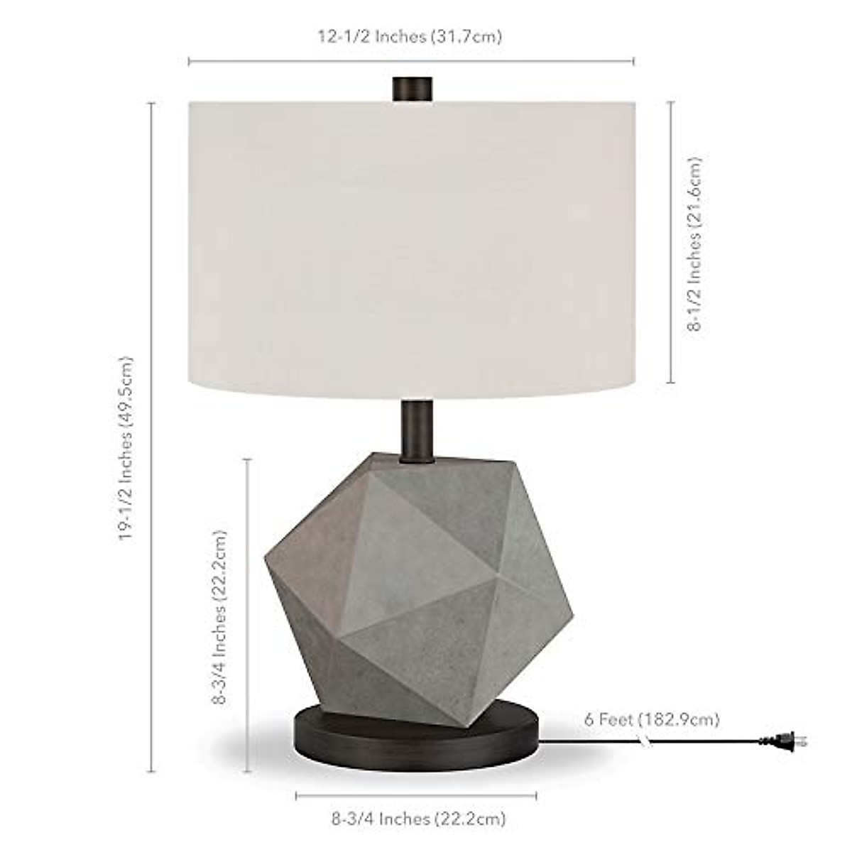Henn&Hart Concrete Geometric Lamp, One Size