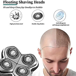 Shaver Replacement Heads Blade Compatible with Skull Shaver Replacement Blades,Compatible with Skull Carver Pitbull Gold PRO/Platinum PRO/Silver Replacement Blades,Waterproof with Brush,4 Pcs.