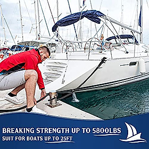 Dock Lines & Ropes Boat Accessories - 4 Pack 3/8" x 15' Double Braided Nylon Dock Lines with 12” Loop Excellent 5800 lbs Breaking Strength Marine Rope for Kayak Pontoon Boats up to 30ft Boating Gifts