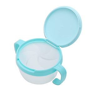 SALALIS PP Snack Cups for Toddlers, Kids Snack Containers Baby Treat Holders with Handle Dust Proof Lid for Children Baby Toddlers(Lake Blue)
