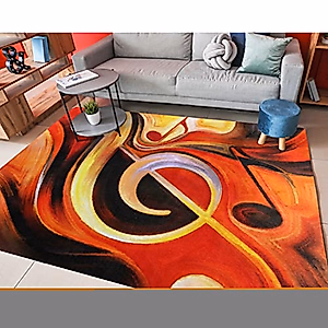 ALAZA Art Music Note Fire Non Slip Area Rug 5' x 7' for Living Dinning Room Bedroom Kitchen Hallway Office Modern Home Decorative