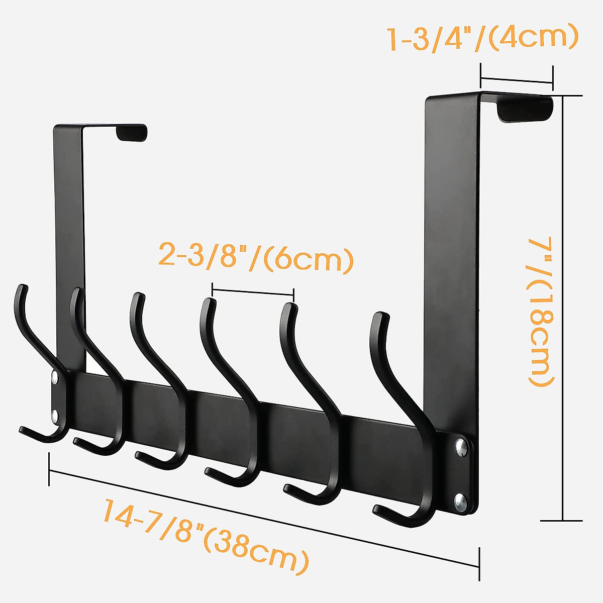 Uross Foldable Over The Door Hooks, Heavy Duty Over Door Hanger, Behind The Door Hook Rack for Hanging Jackets Coats Hoodies Towels Scarfs Clothes Hats Handbags Backpacks -Black
