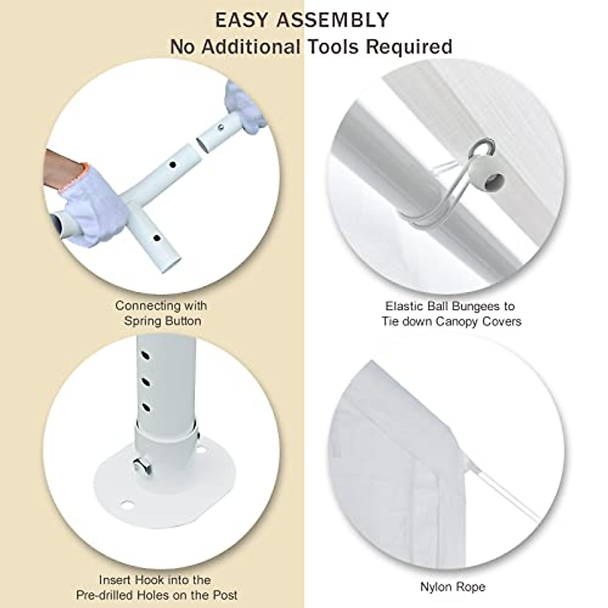 Gardesol Carport, 10' X 20' Heavy Duty Car Canopy with Powder-Coated Steel Frame, Easy to Assemble Portable Garage for Car, Boat, Party Tent with 180g PE Tarp for Wedding, Garden, 6 Legs, Beige