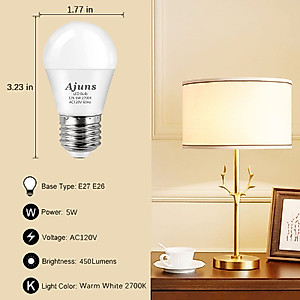 Ajuns LED Bulb 5W Equivalent 40W 120V Light Bulb Ceiling Fan Light Bulbs, Warm White 2700K A15 LED Energy Saving Bulb, E26 Base, Suitable Domestic Bulb,Not Dimmable 4 Pack