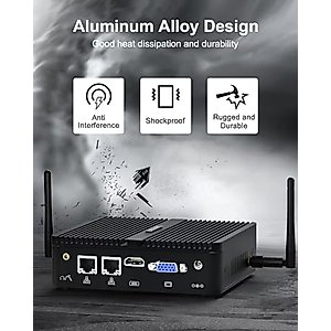 BASOARO Mini Industrial Computer, Micro PC, Celeron J4125 Processor, 8G RAM 1TB SSD, Gigabit Ethernet, 2*RS232 COM Port, HD/VGA Display, Dual Band WiFi, BT