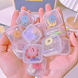 20 Pcs Small Clear Plastic Box Cases Empty Bead Storage Containers Square Earplug Storage Box Pill Containers with Hinged Lid