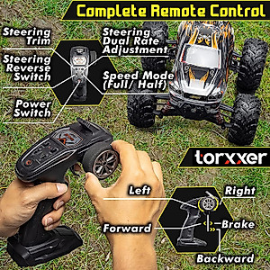 TORXXER 1:16 Scale Brushless RC Truck - High Speed Hobby Grade RC Car, Hits 33MPH - Off Road 4WD for Grip on Any Terrain - Ready to Run Waterproof Trophy Truck (Green)