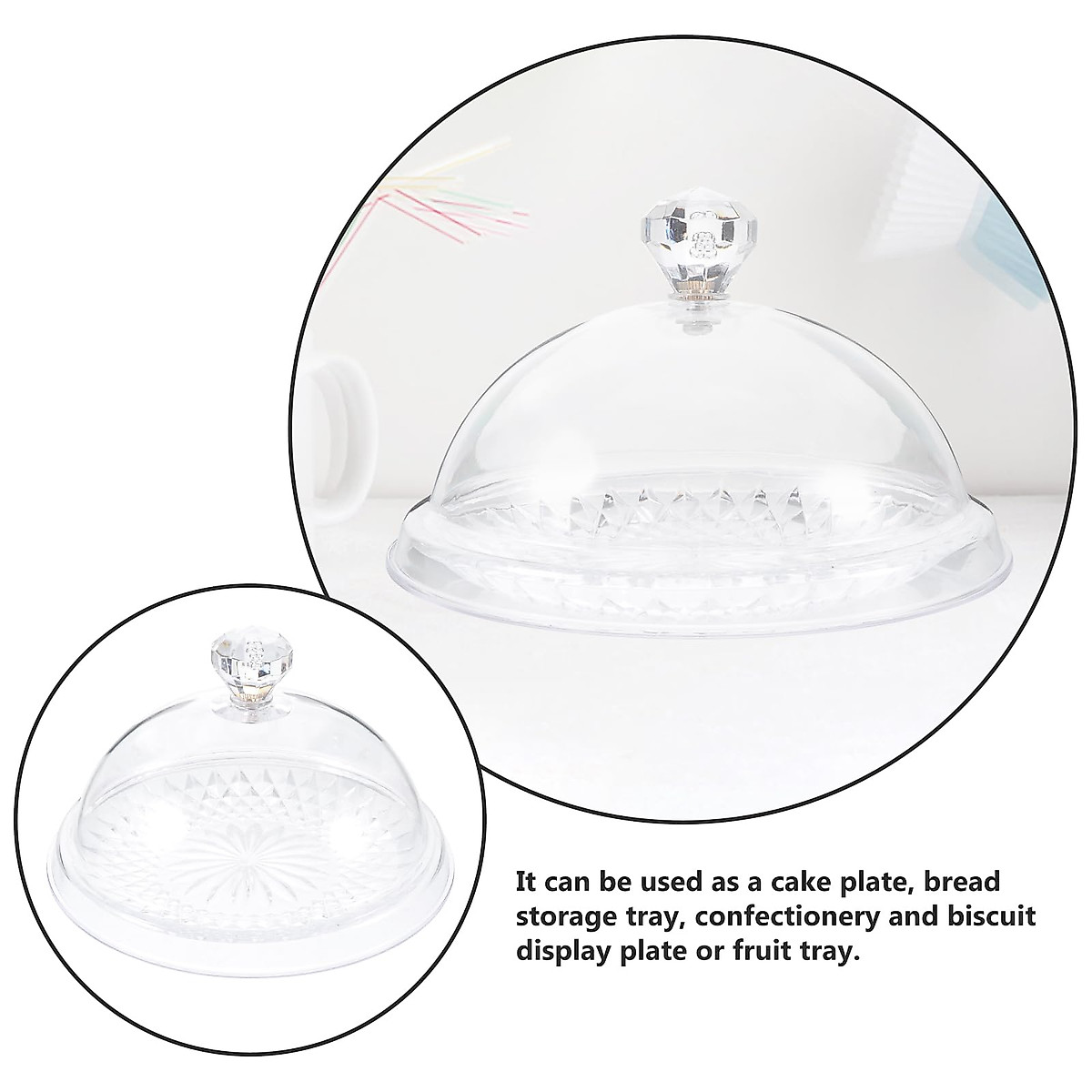 BESTonZON Dessert Display Tray, 8.27x8.27x5.91in Square, Transparent Polypropylene Tray with Acrylic Lid, Shatterproof Servingware for Food, Ideal for Christmas, Easter, Anniversary, Birthday