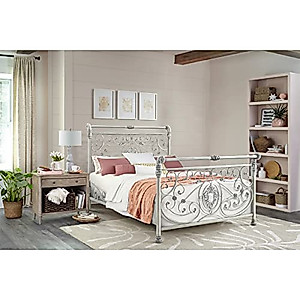 Hillsdale Mercer Metal Queen Sleigh Bed Brushed White