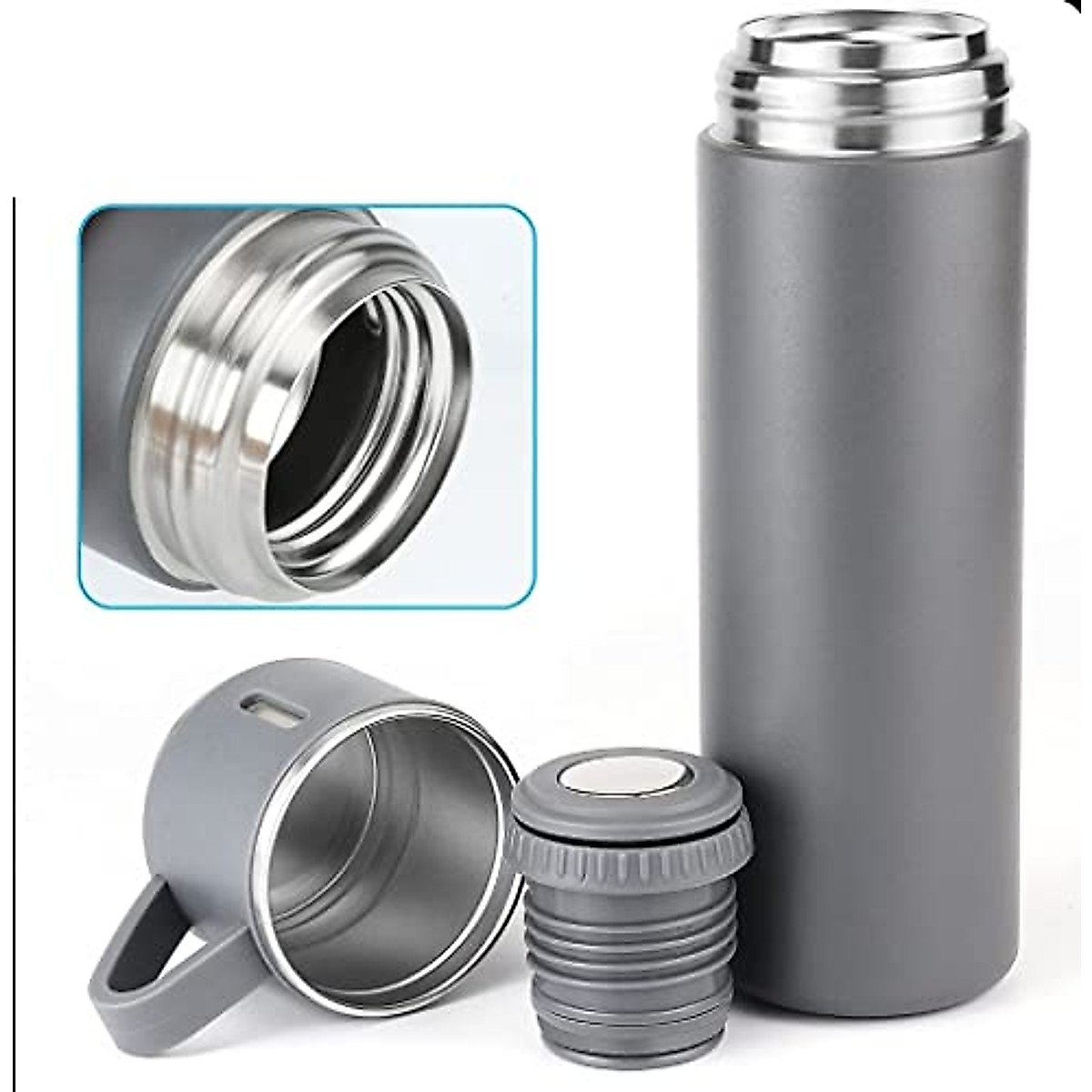 Stainless Steel Thermo + 3 cup, 500ml/16.9oz (Grey, Black, Blue) ADVANTAGE SET Gray 2.5 x 2.5 x 9.3 inch