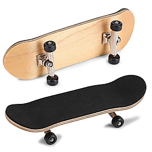 GLOGLOW Finger Skateboard, Wooden Mini Fingerboard Finger Toy with Wooden Board Professional Bearing and Wheel for Adults and