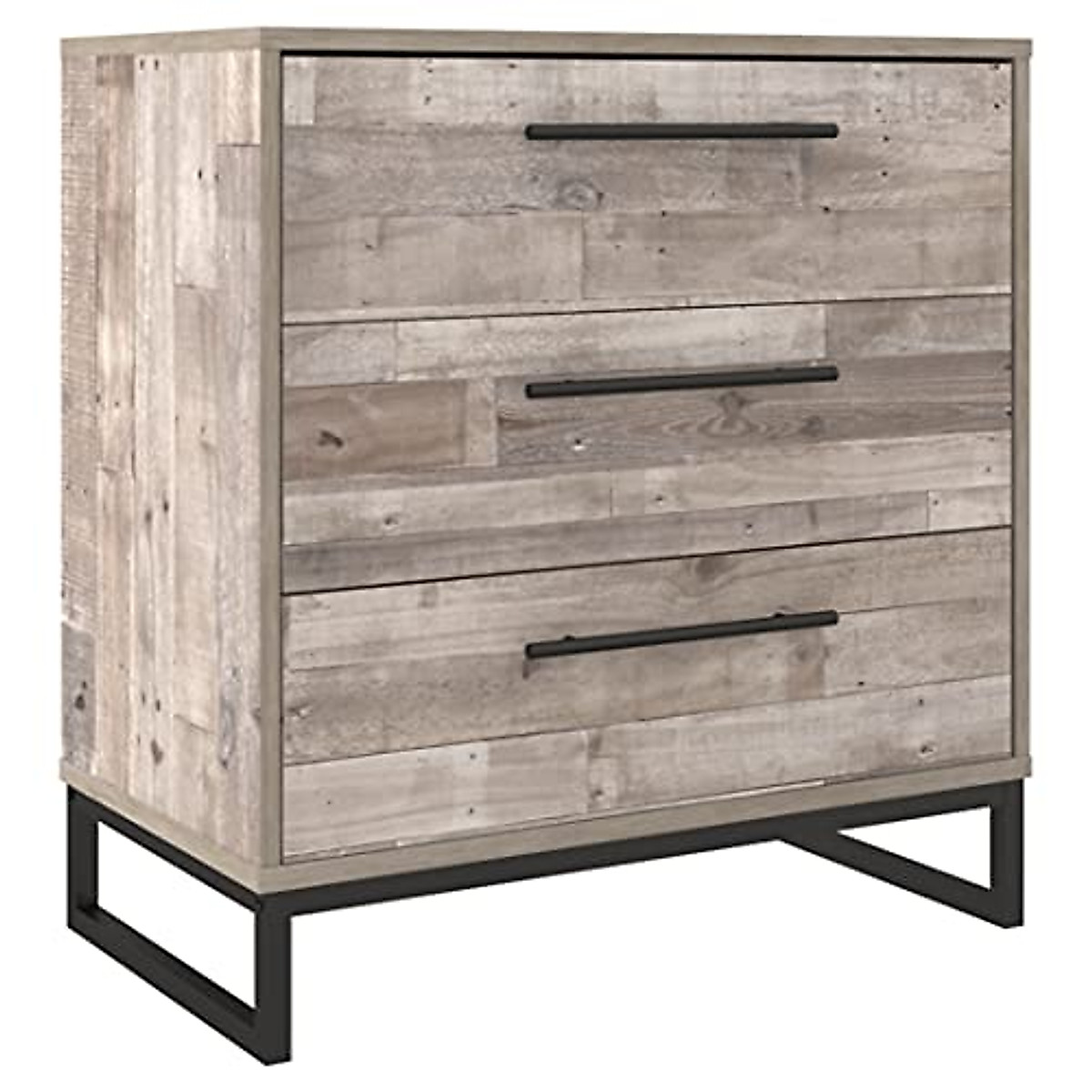 Signature Design by Ashley Neilsville Industrial 3 Drawer Chest of Drawers, Whitewash