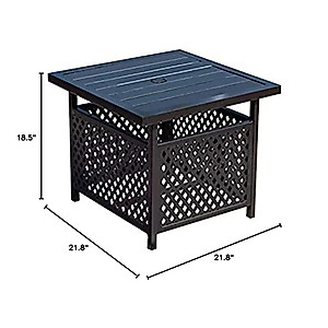 LOKATSE HOME Patio Umbrella Side Table Stand Steel with 1.57" Hole Outdoor Coffee Bistro Deck Garden Pool, Black