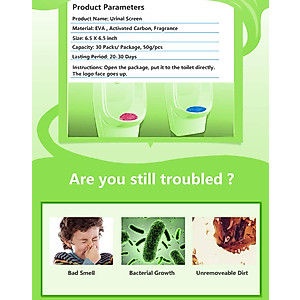 Tigerboss Urinal Screen Deodorizer (30 Pack) - Scent Lasts for Up to 30 Days – Anti-Splash &Ideal for Any Public Business Facilities Bathrooms Blue