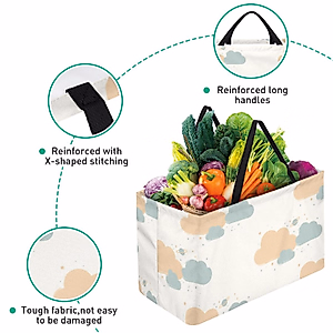 Cloud Full Print Large Capacity Laundry Organizer Tote Bag - Reusable and Foldable Oxford Cloth Shopping Bags