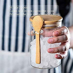 Glass Jars with Airtight Lid and Spoon,Glass Food Storage Jars Containers,Overnight Oats Containers with Lids,Decorative Kitchen Jars for Coffee/Tea/Sugar/Spice,Bath Salt Containers 18Oz/530ML(3PCS)