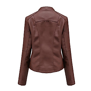 SERYU Leather Jacket for Women Zip Leather Motorcycle Jacket Plus Size Faux Leather Tops Lightweight Short Coat