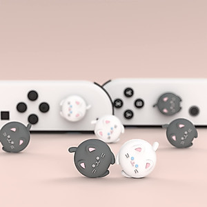 PlayVital Joystick Caps for Nintendo Switch, Thumbstick Caps for Switch Lite, Analog Cover for Switch OLED Joycon Thumb Grip Caps for Switch & Switch Lite & Switch OLED - Cutie Kitty