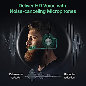 Yealink Phone Headsets for Office Phones YHS36 QD to RJ9 Wired Headset Compatible with Poly Avaya Snom Grandstream Phones Desk Landline VoIP Headset with Microphone -Mono/124g/2.1m Cable